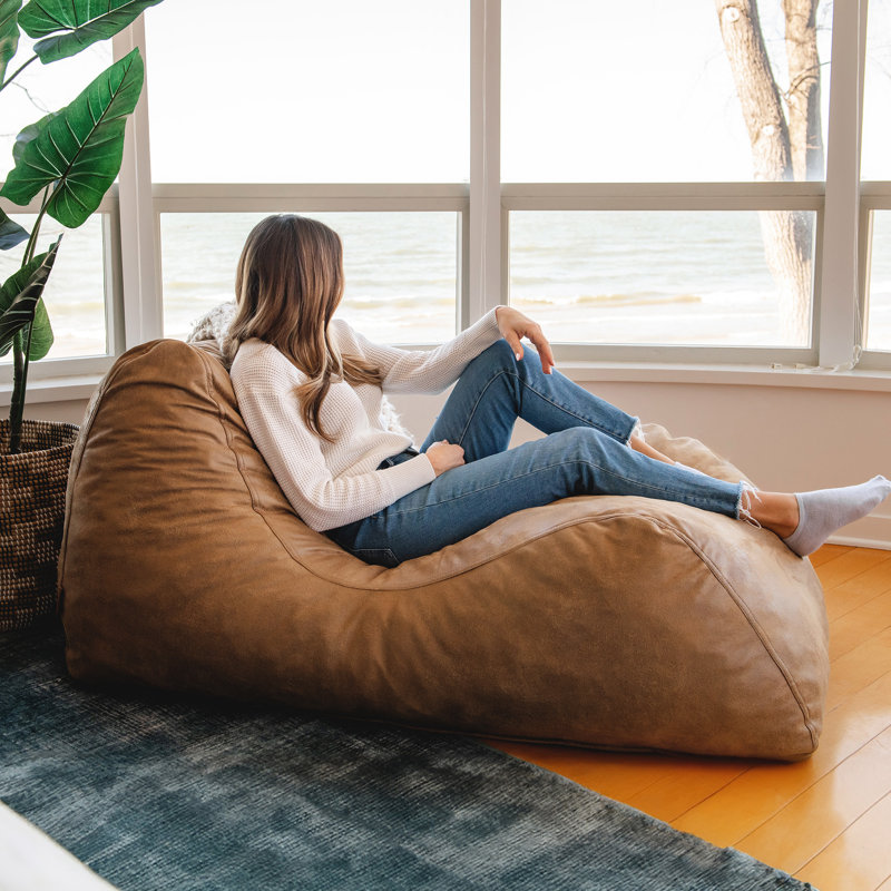 Big Joe Delmont Foam Filled Bean Bag Chair with Removable Cover Vegan Leather or Boucle Reviews Wayfair